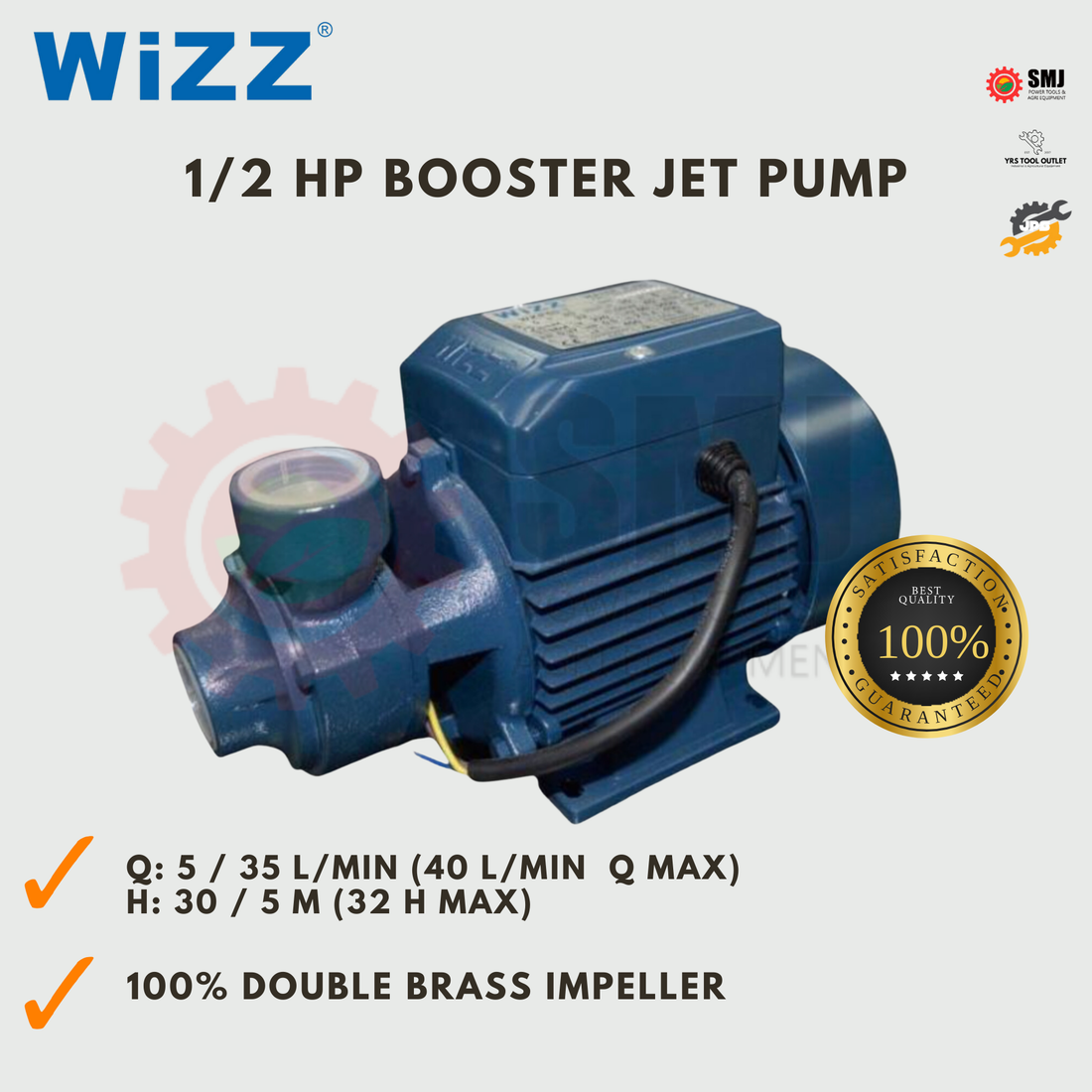 Wizz Jet Water Pump 1/2HP 1HP 1.5HP Shallow Self Priming 2HP Convertib ...